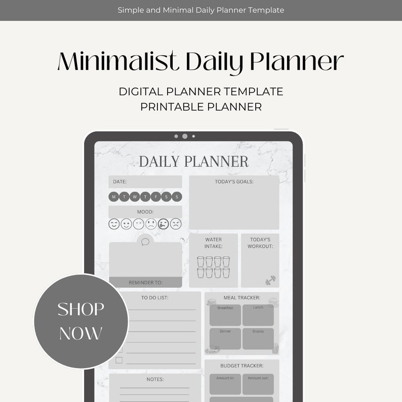 Printable Daily Planner A4 Size grey Marble Print Design - Etsy