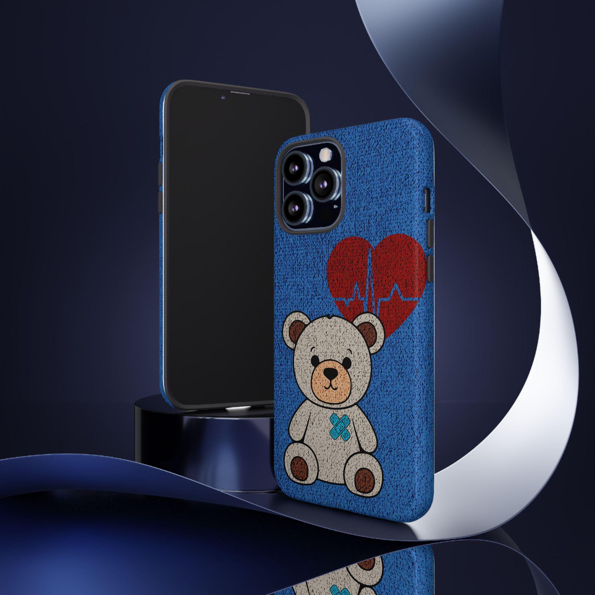 Teddy Bear With EKG Heart Tough Cell Phone Cases - Etsy