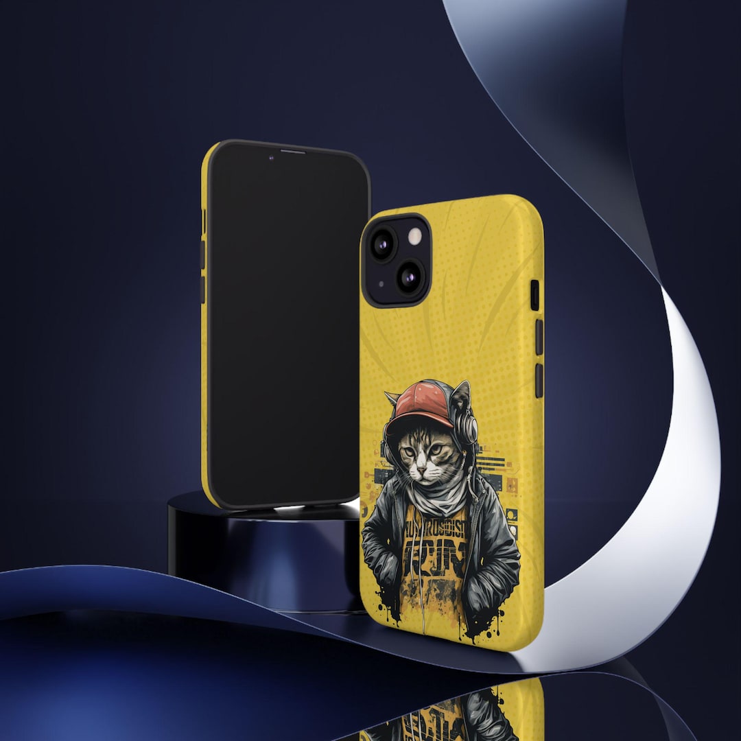 Yellow Case With Cat Gangster Tough Cases - Etsy