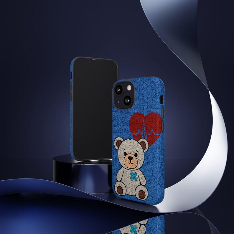 Teddy Bear With EKG Heart Tough Cell Phone Cases - Etsy