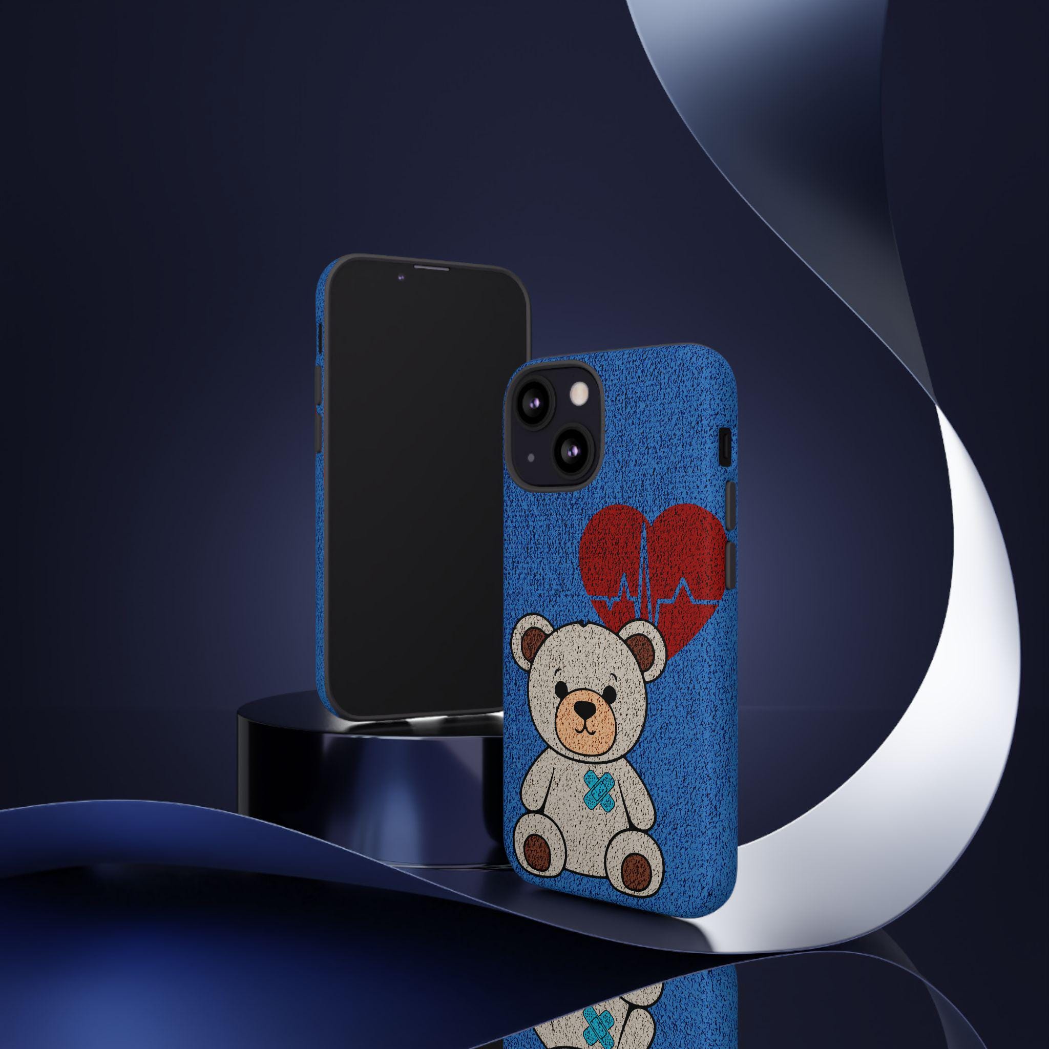 Teddy Bear With EKG Heart Tough Cell Phone Cases - Etsy