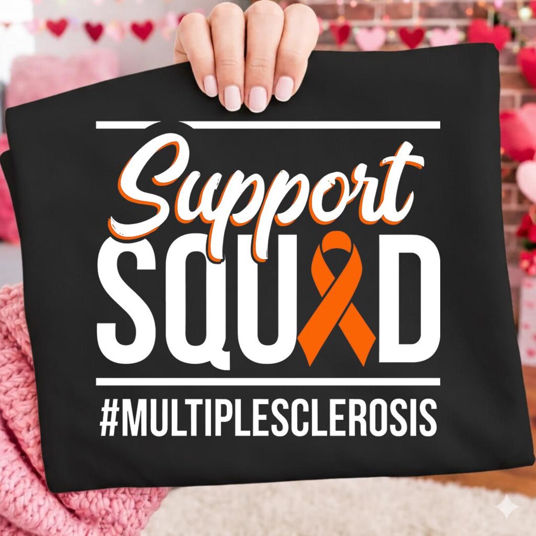 Multiple Sclerosis Support Squad PNG, Orange Ribbon MS Awareness ...