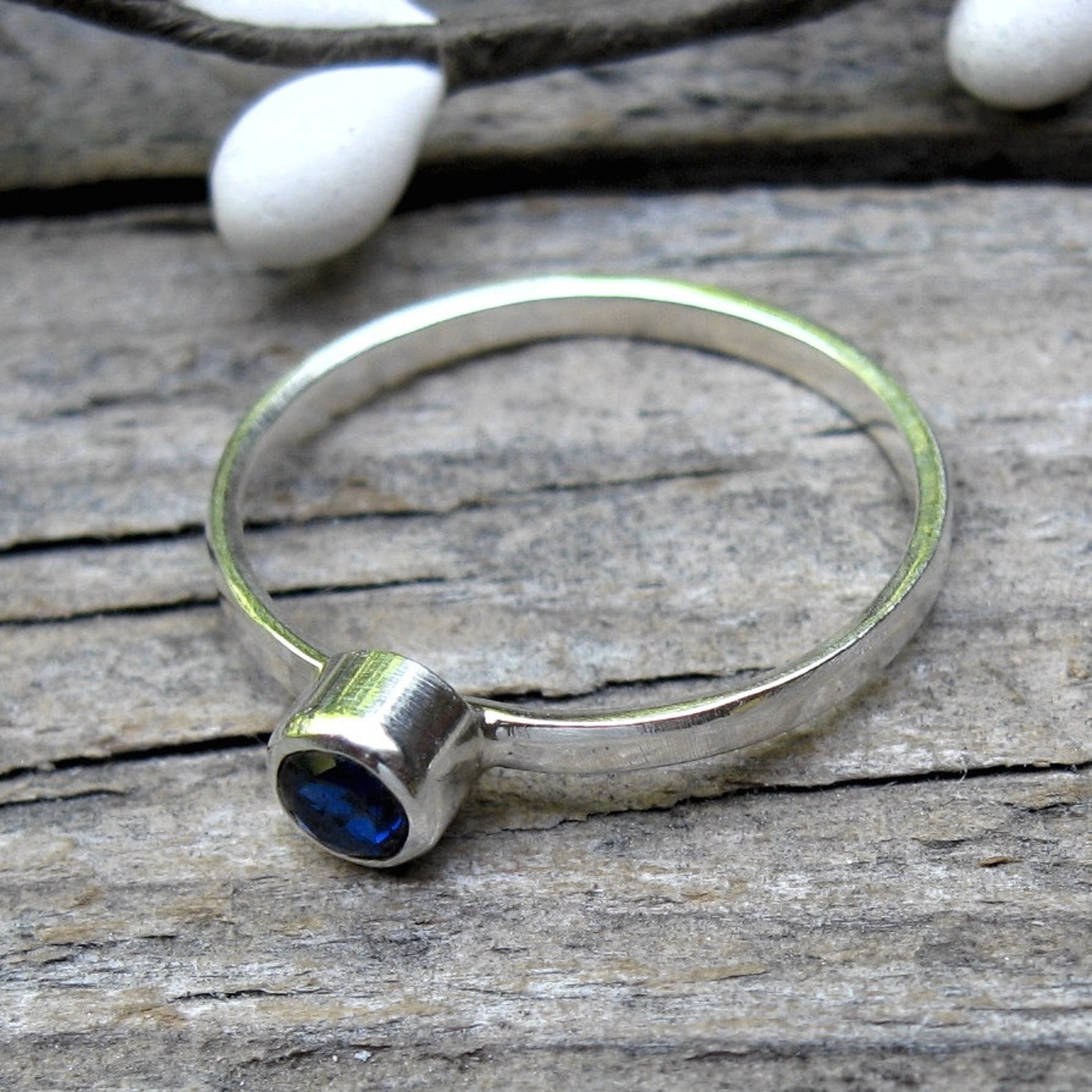 Sapphire ring / sterling silver ring / gift for her / | Etsy