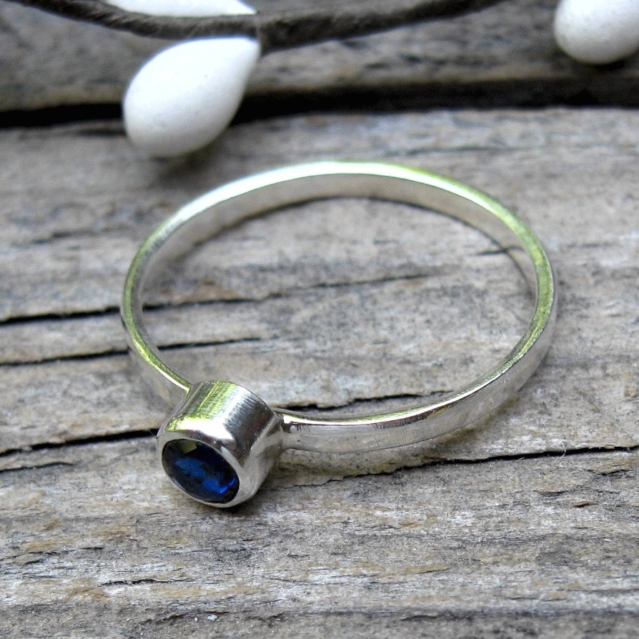 Sapphire Ring / Sterling Silver Ring / Gift for Her / - Etsy