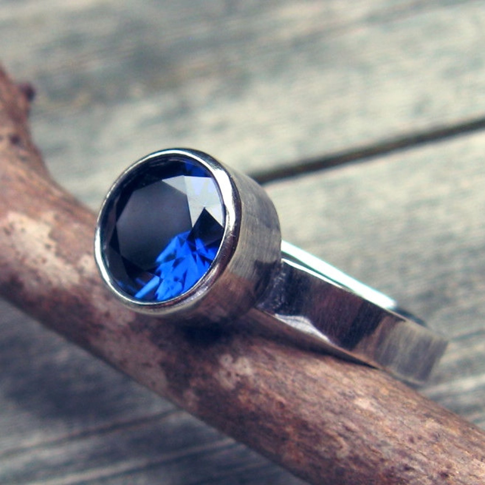 Sapphire Ring / Sterling Silver Ring / Large Sapphire Ring / - Etsy