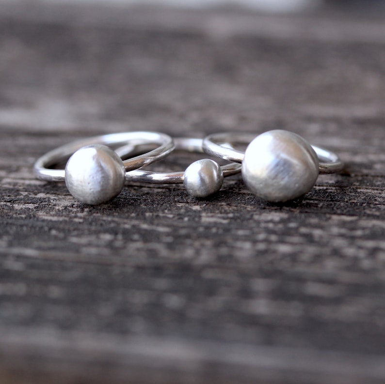 Sterling Silver Pebble Stacking Rings / Silver Nugget Ring / - Etsy