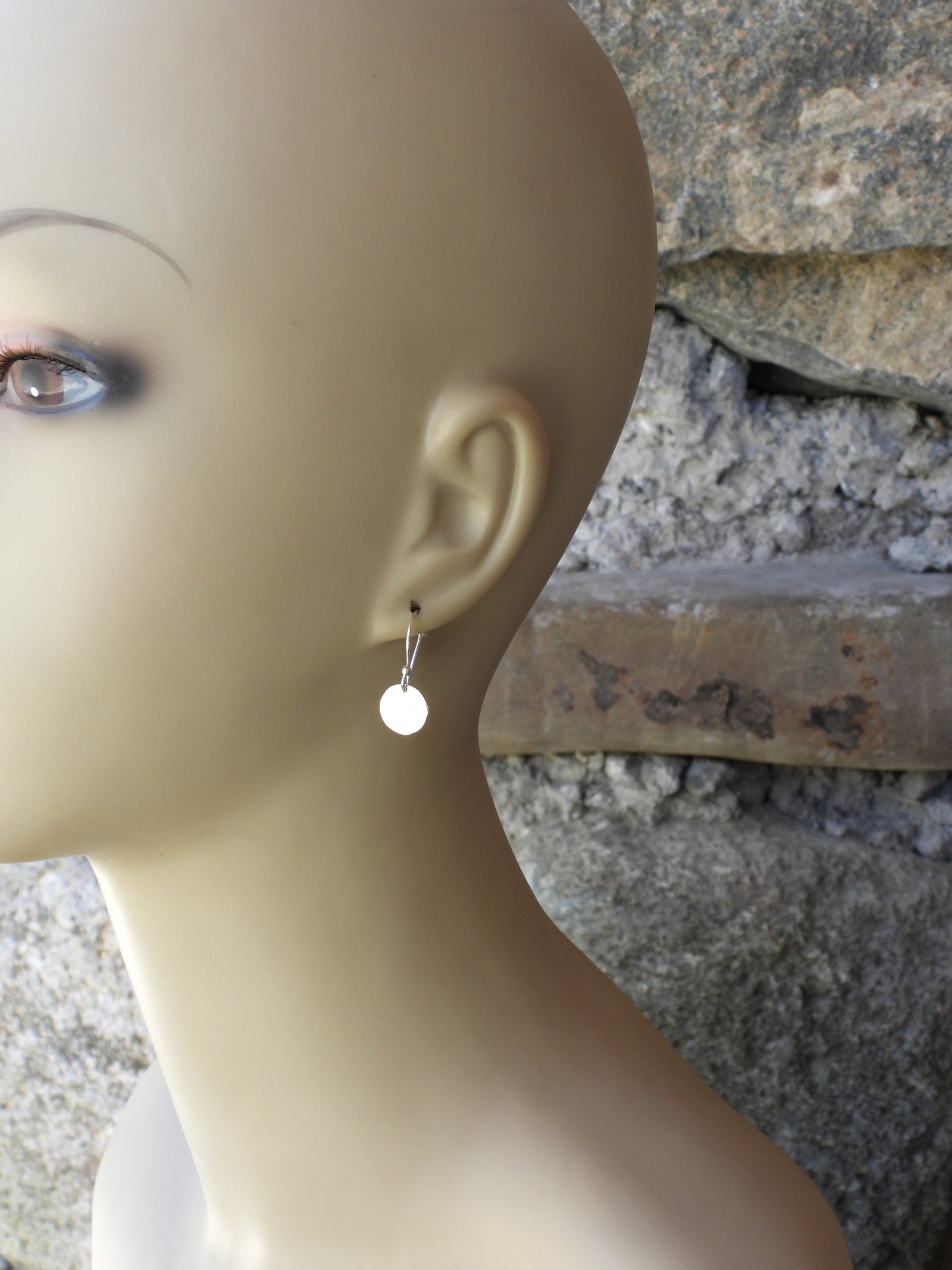 Tiny Hammered Disc Dangle Earrings / Sterling Silver Earrings - Etsy