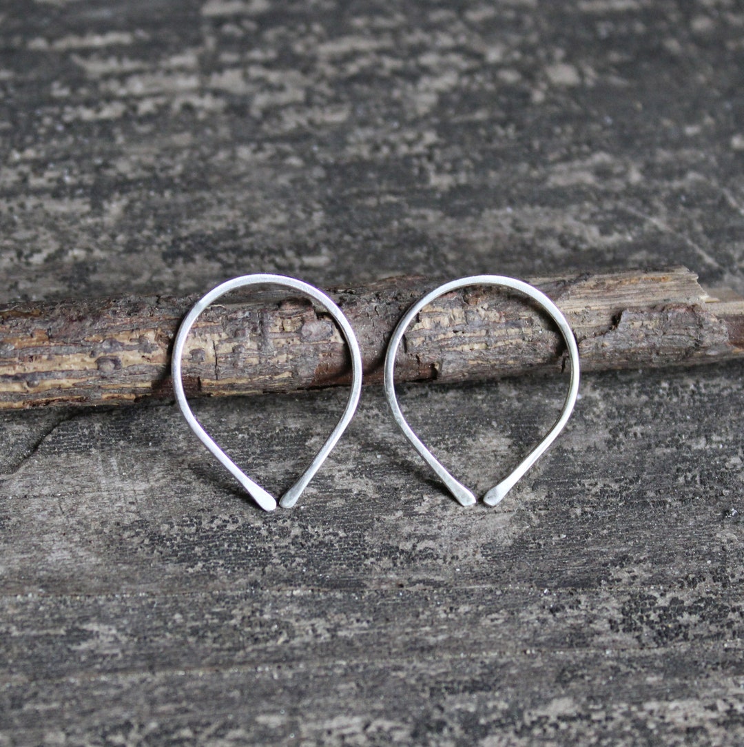 Sterling Silver Open Hoop Earrings / Simple Silver Earrings / Horse ...