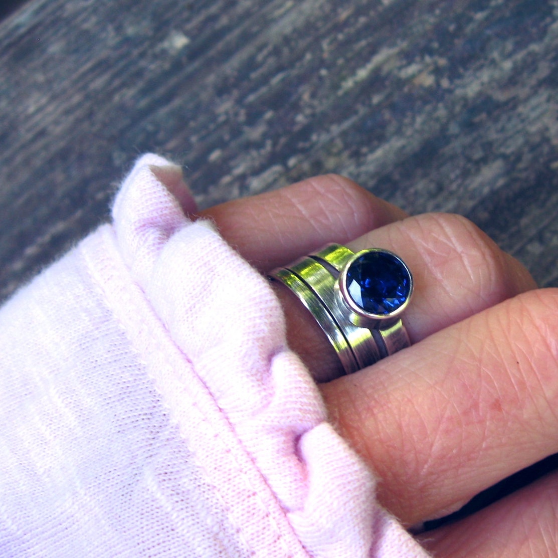 Sapphire Ring / Sterling Silver Ring / Large Sapphire Ring / | Etsy