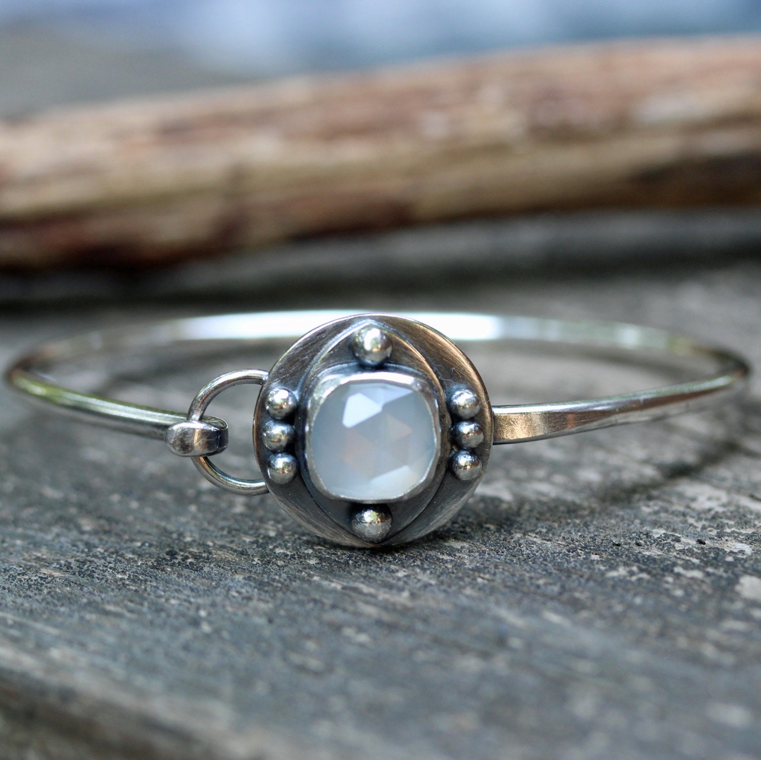 Moonstone Bracelet / Sterling Silver Bangle Bracelet / Gift - Etsy