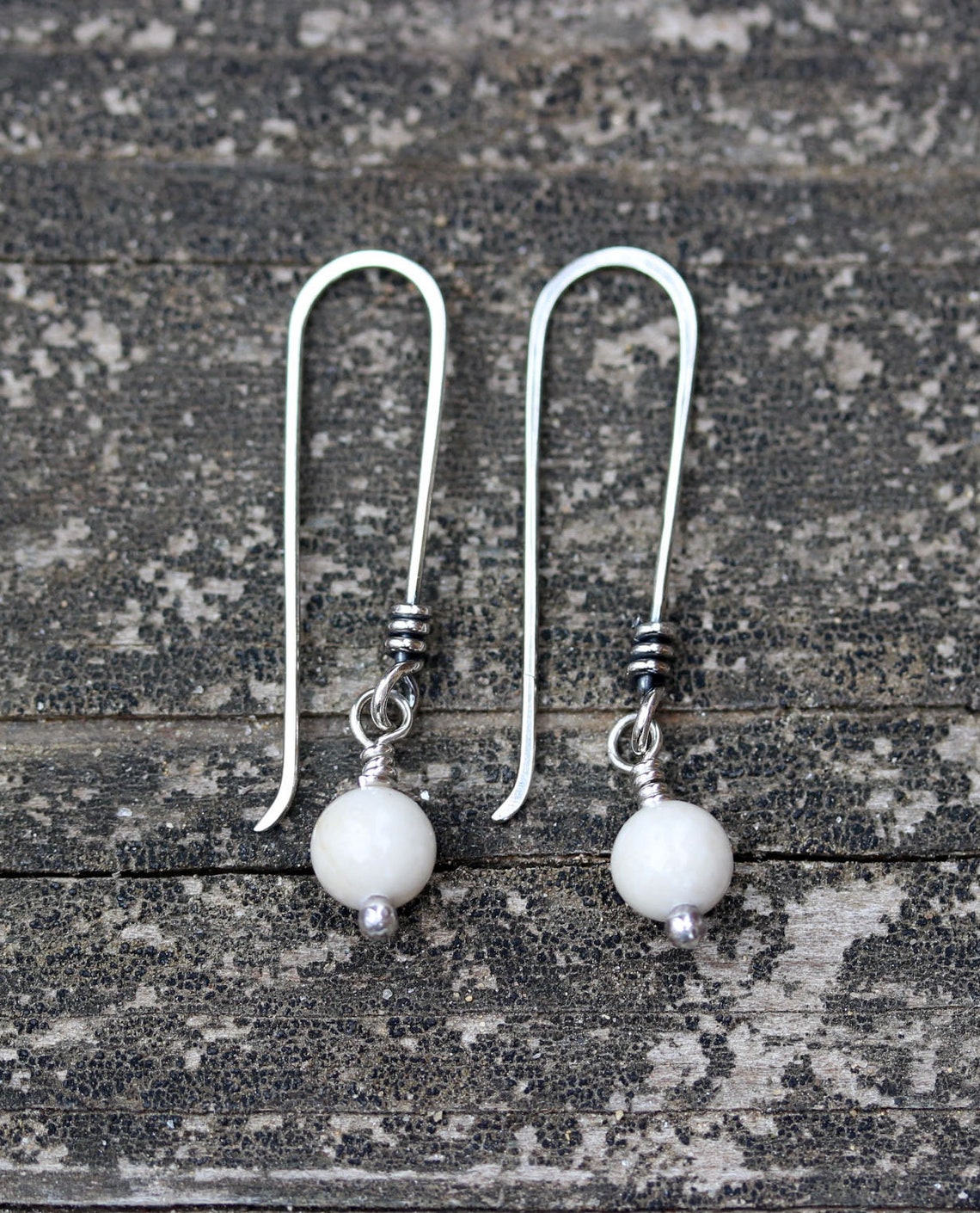 Riverstone sterling silver dangle earrings / long earrings / | Etsy