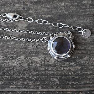 Purple Labradorite Sterling Silver Bramble Necklace - Oxidized Rolo ...