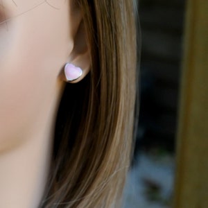 Pink Queen Conch Shell Sterling Silver Heart Stud Earrings - Etsy
