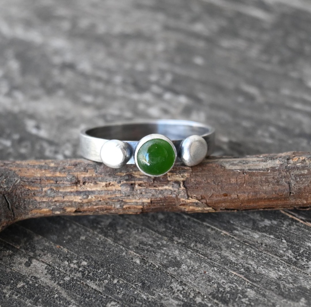Jade Sterling Silver Ring / Gift for Her / Jewelry Sale / Green Stone ...