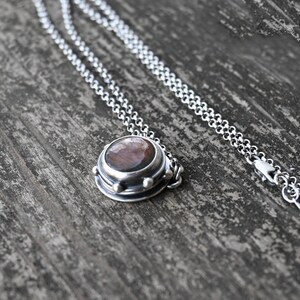 Purple Labradorite Sterling Silver Bramble Necklace - Oxidized Rolo ...