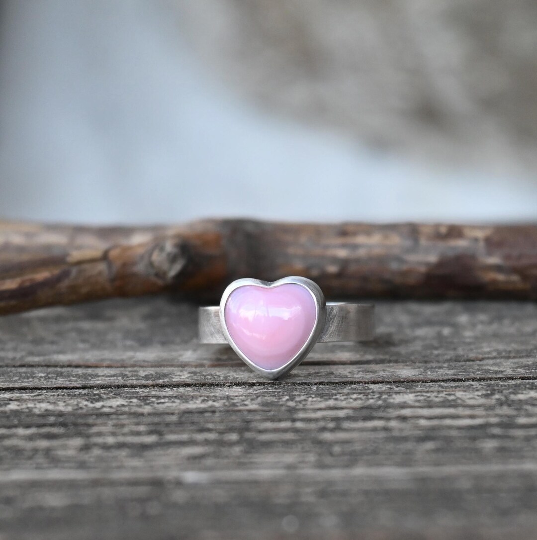 Pink Heart Sterling Silver Ring / Gift for Her / Jewelry Sale / Queen ...