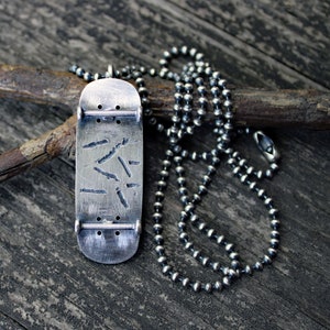 Skateboard Necklace / Sterling Silver Skateboard / Gift for Him ...