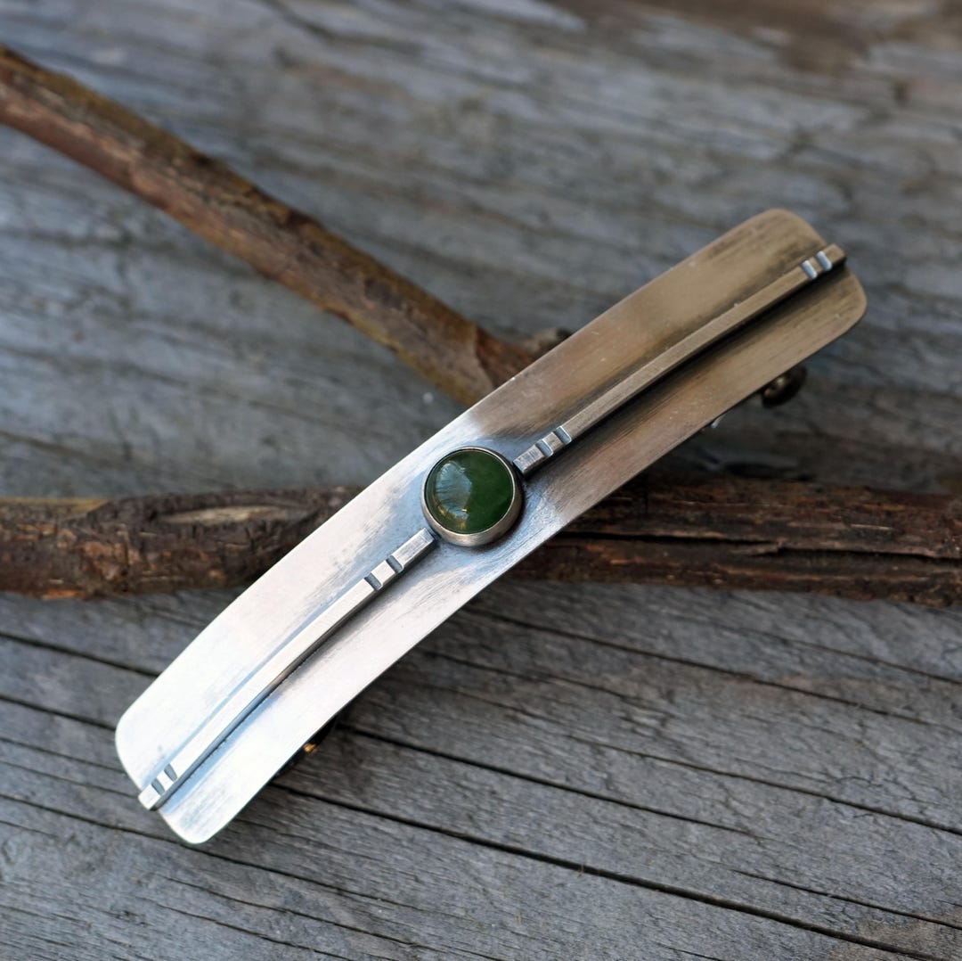 Jade Sterling Silver Barrette - Etsy