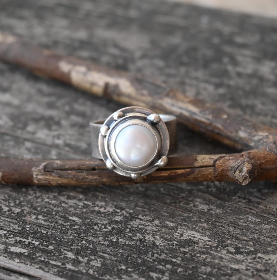 Pearl Bramble Ring / Large Pearl Ring / Sterling Silver / Gift for Her ...
