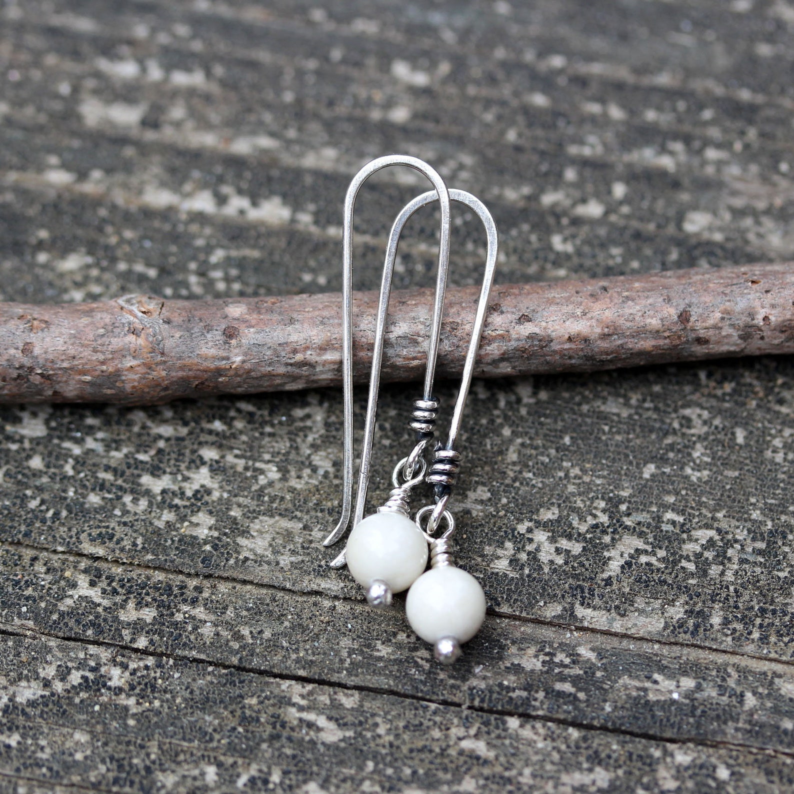 Riverstone sterling silver dangle earrings / long earrings / | Etsy