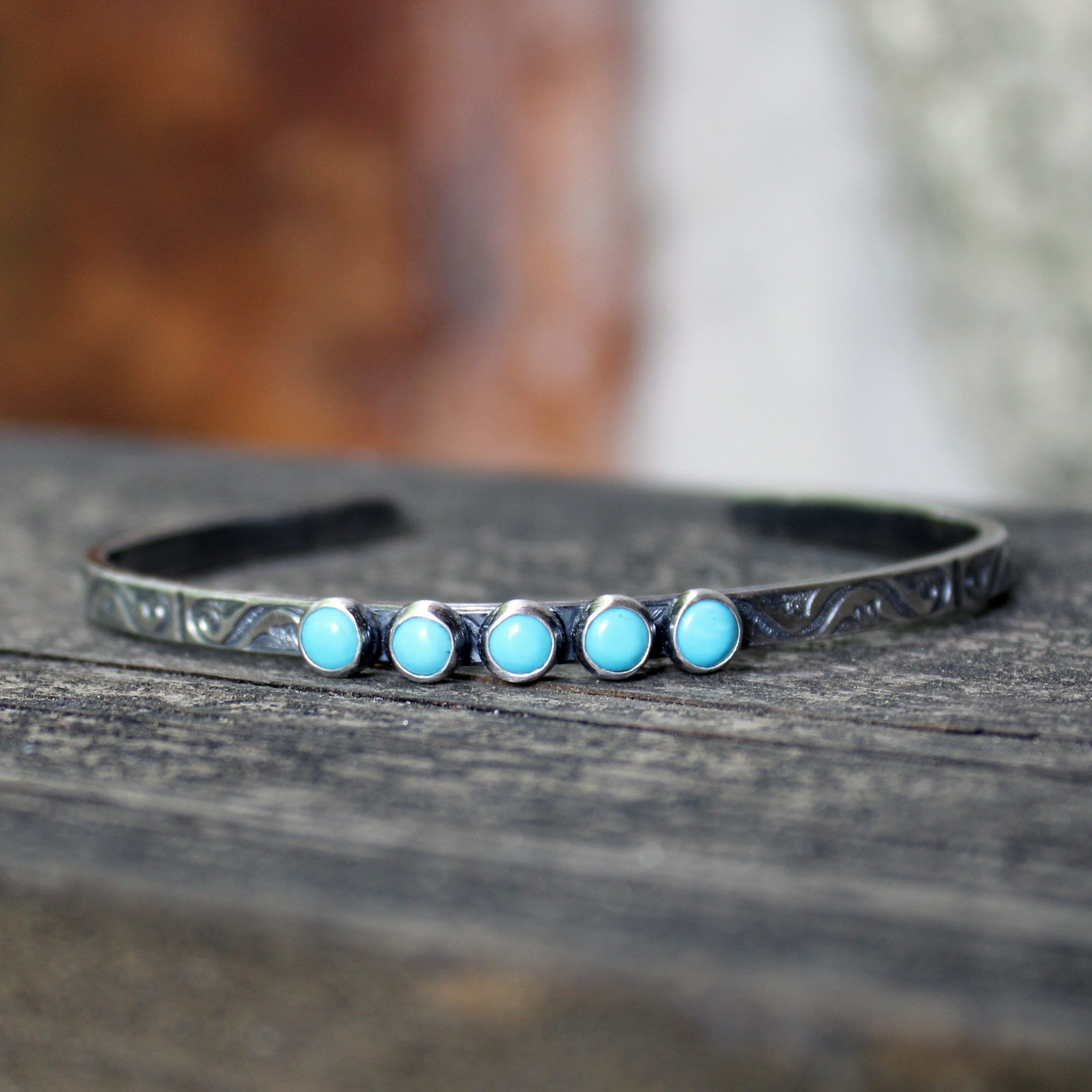 Kingman Turquoise Sterling Silver Cuff Bracelet: Boho American Jewelry ...