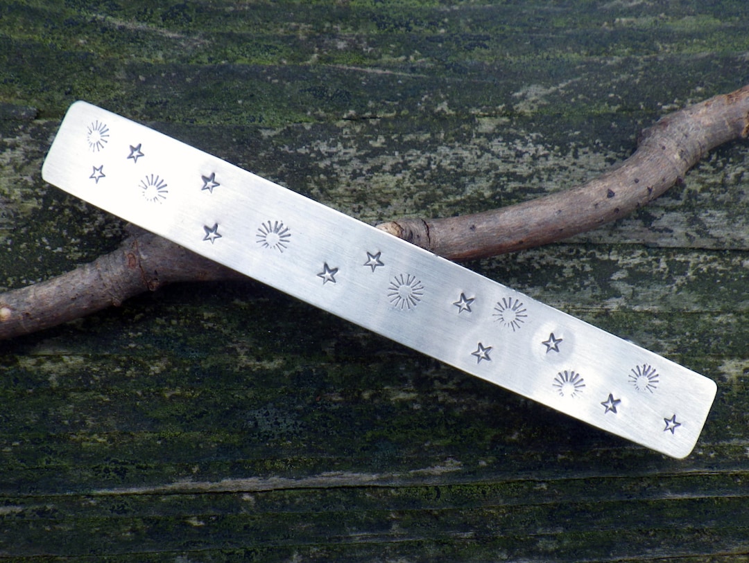 Sterling Silver Barrette / LARGE Sun Stamped Barrette / Star Stamped ...