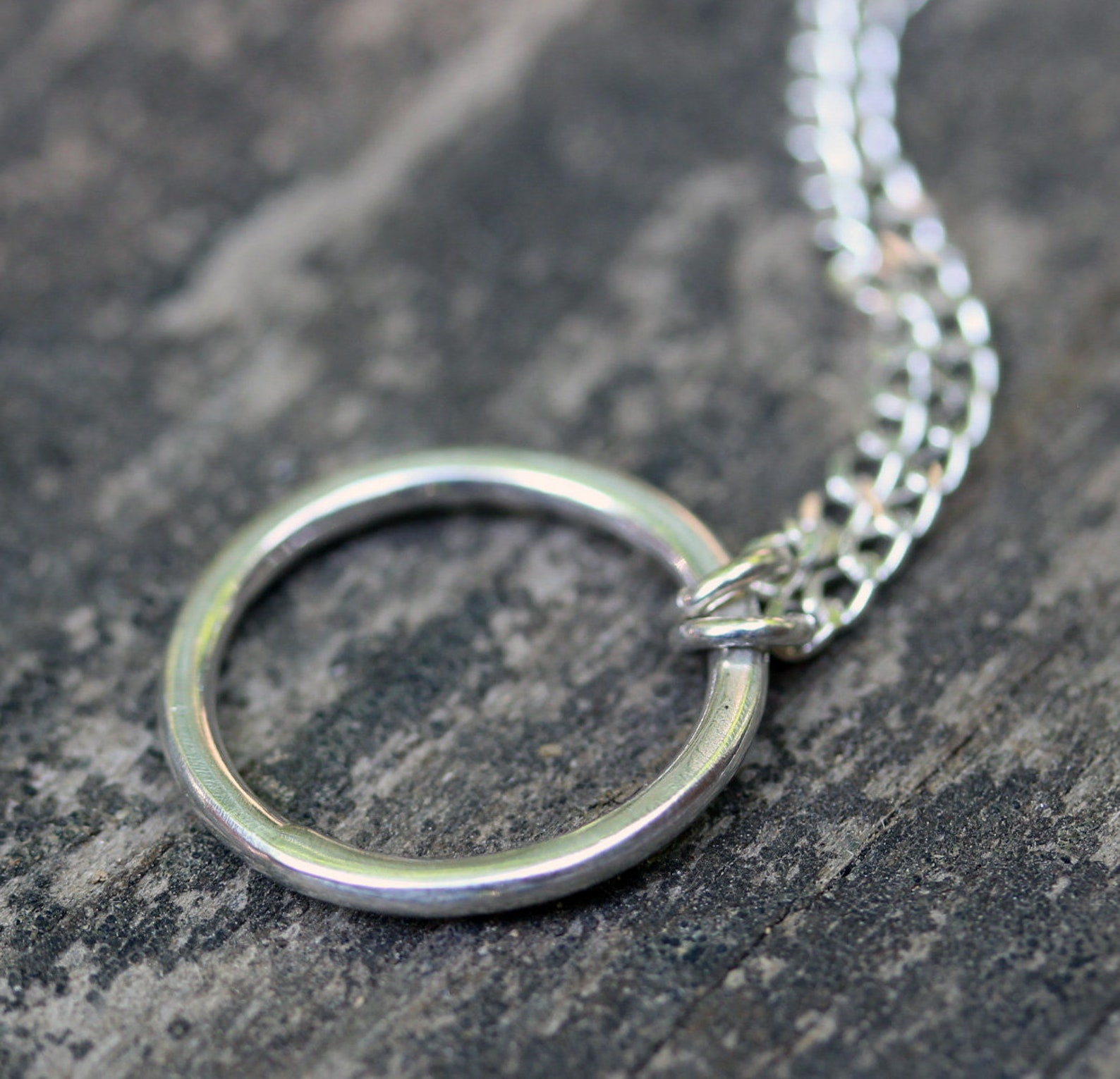 Sterling Silver Circle Necklace / Dainty Silver Necklace / - Etsy