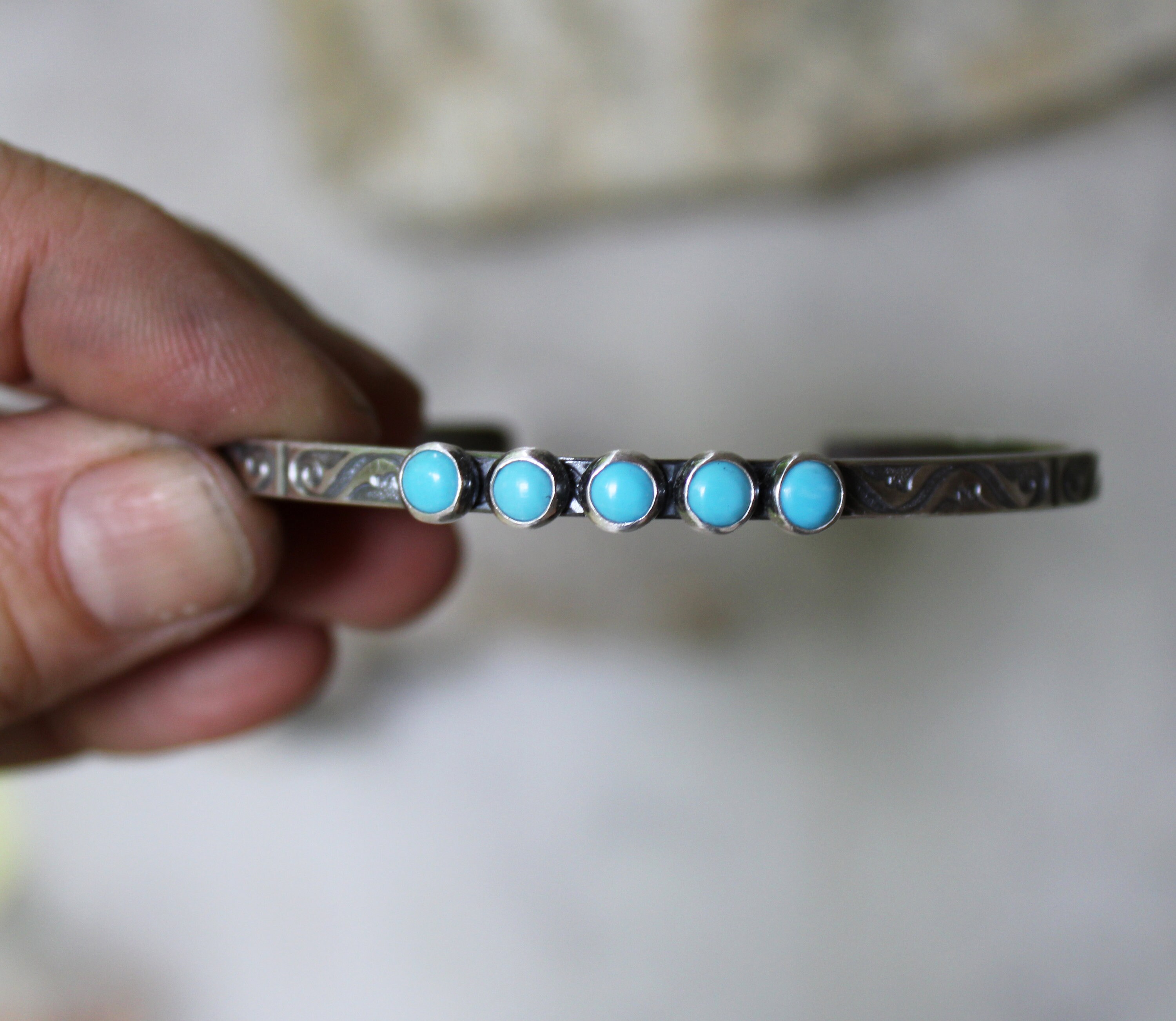 Kingman Turquoise Sterling Silver Cuff Bracelet: Boho American Jewelry ...