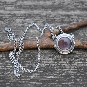 Purple Labradorite Sterling Silver Bramble Necklace - Oxidized Rolo ...