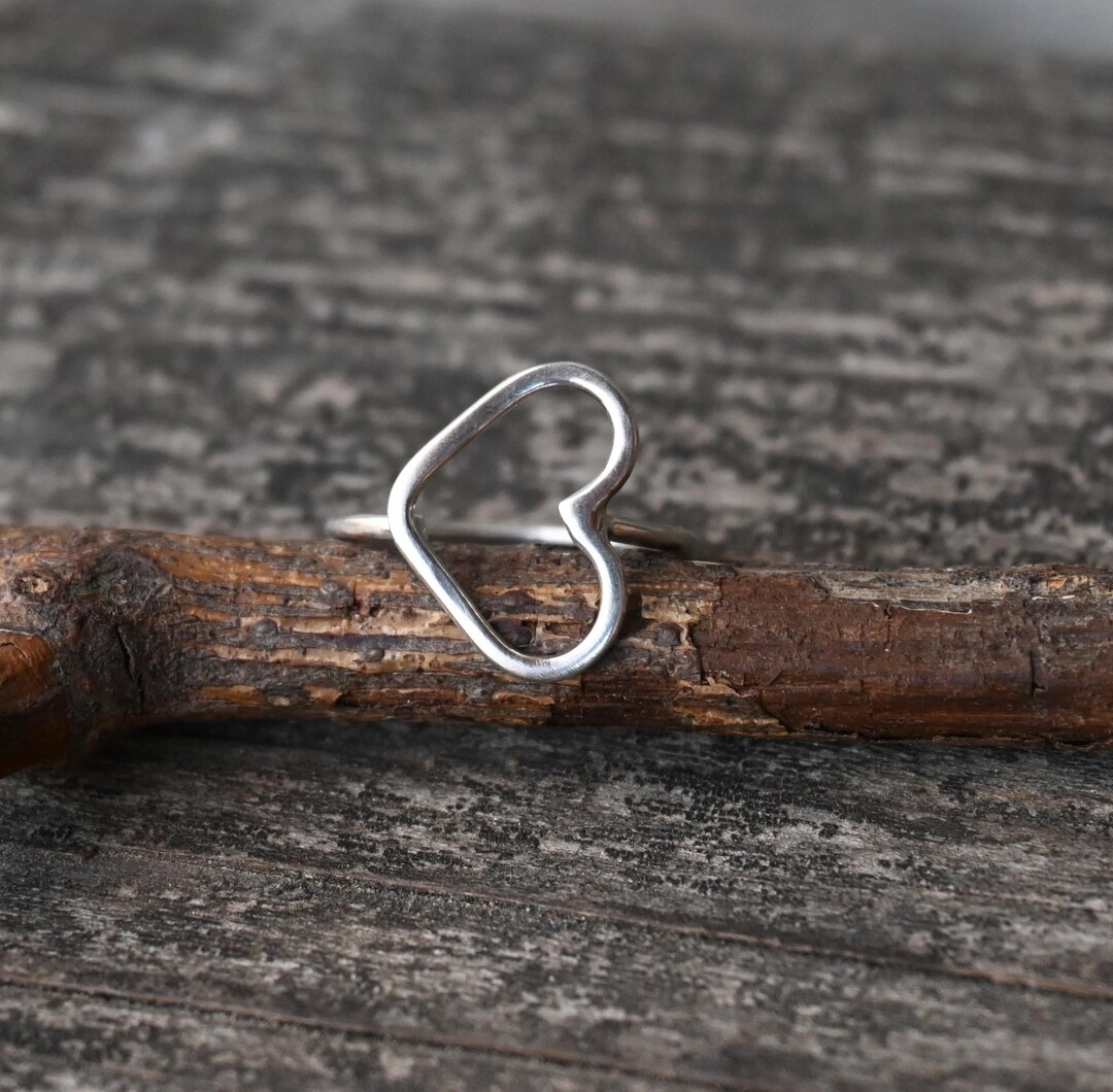 Handmade Sterling Silver Sideways Heart Ring - Etsy
