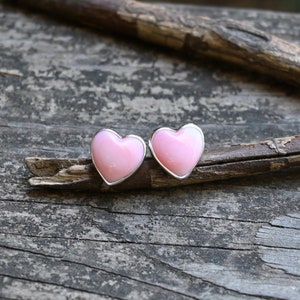 Pink Queen Conch Shell Sterling Silver Heart Stud Earrings - Etsy