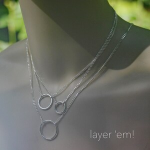 Sterling Silver Circle Necklace / Dainty Silver Necklace / Gift for Her ...
