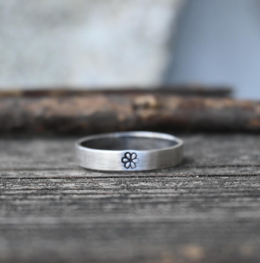 Oxidized Sterling Silver Stacking Ring Band: Choose Your Stamp - Etsy