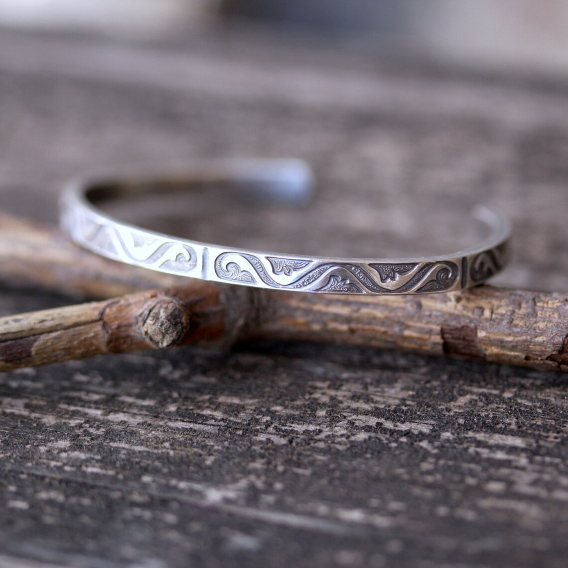 Sterling Silver Cuff Bracelet / Patterned Cuff Bracelet / Gift - Etsy