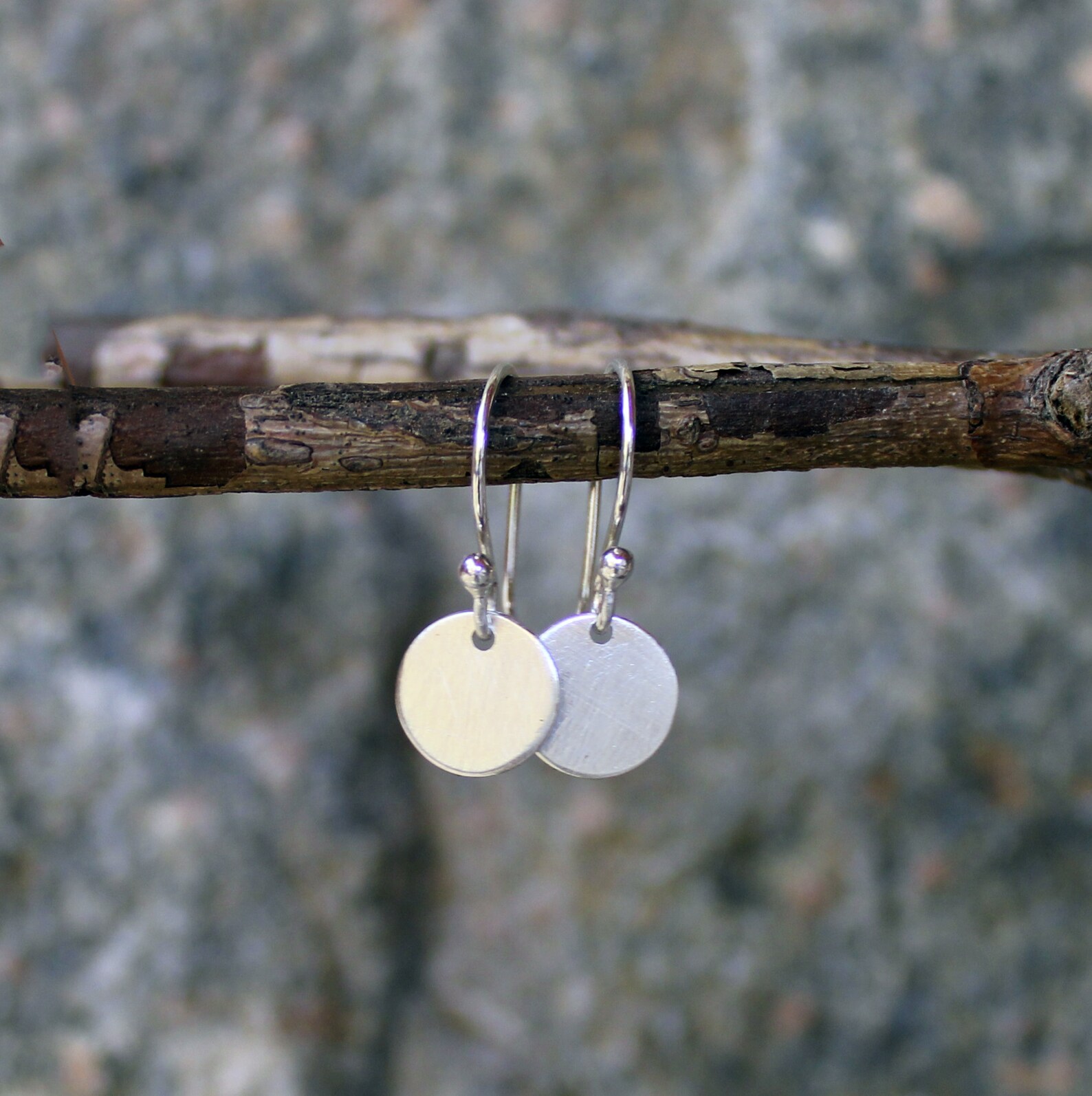 Tiny Disc Dangle Earrings / Sterling Silver Earrings / Silver - Etsy