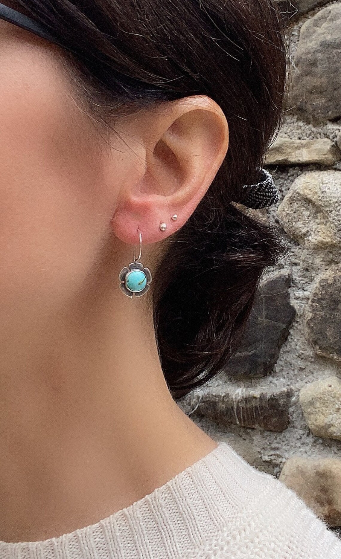 Blue Kingman Turquoise Dangle Earrings / Sterling Silver | Etsy