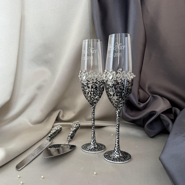 Silver Bride and Groom Wedding Goblets - Etsy