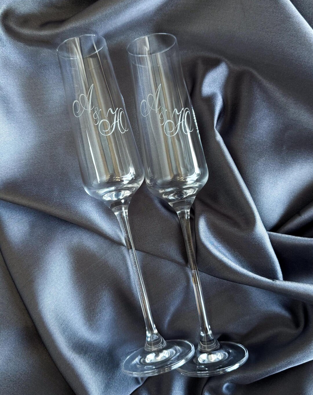Personalized Engraved Champagne Flutes: Wedding Toasting Glasses, Set ...