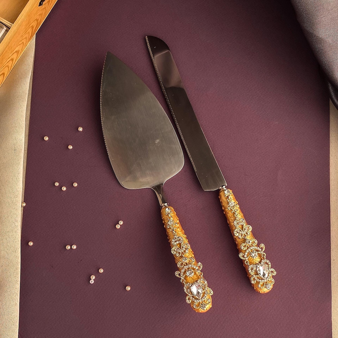 Cake Server Set Personalized Cake Server and Knife Gold Cake Server Set ...