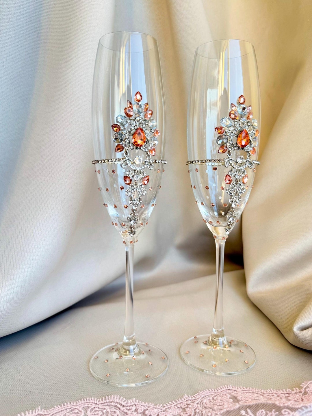 Personalized Rose Gold Champagne Flutes: Engraved Wedding Glass Set - Etsy