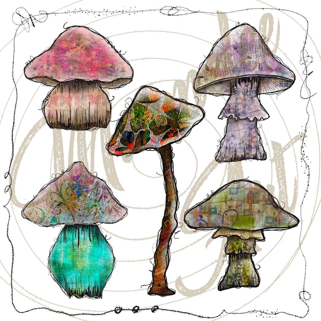 Mushrooms: Digital Collage Images for Art Journal, Crafts, Junk Journal ...