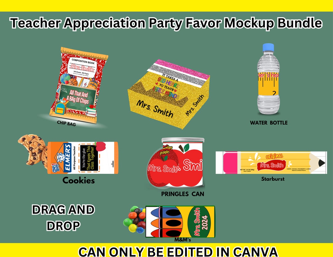 Teacher Appreciation Party Favor Bundle Template That Can Only Be ...