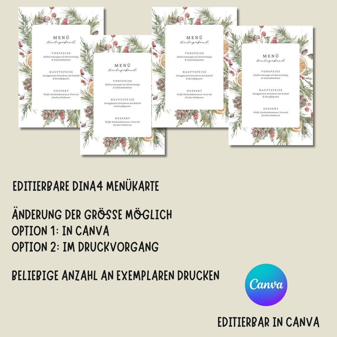 Digital Menu Card for Wedding, Christmas & Special Occasions ...