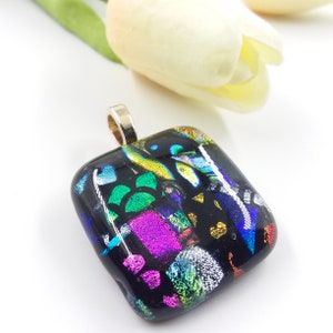 Fused Glass Dichroic Jewelry, Dichroic Pendant, Rainbow Jewelry, Fused ...
