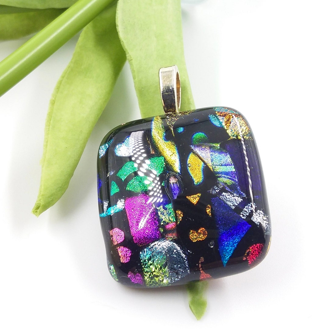 Fused Glass Dichroic Jewelry, Dichroic Pendant, Rainbow Jewelry, Fused ...