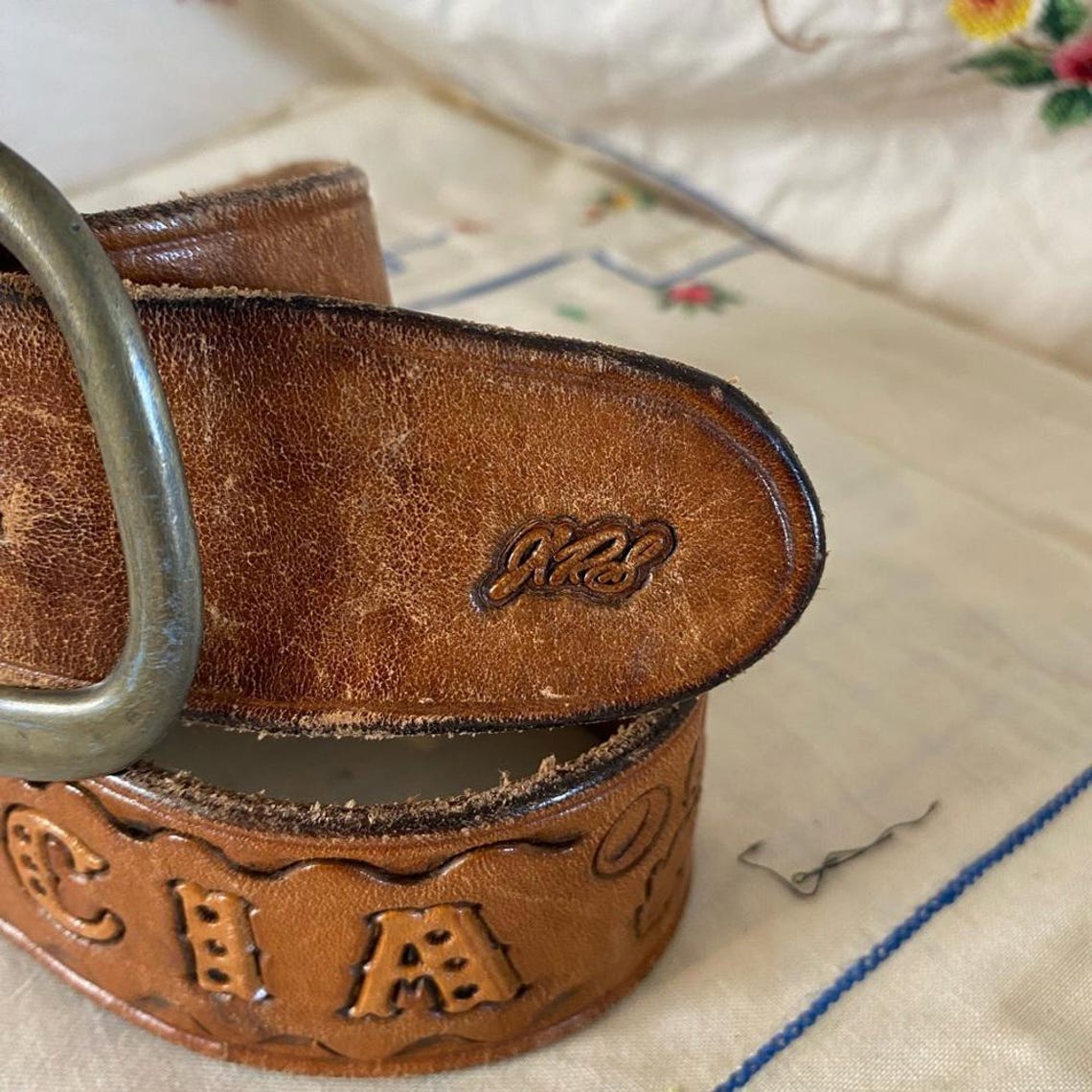 Vintage 60s/70s Tooled Namesake Leather Belt - Etsy