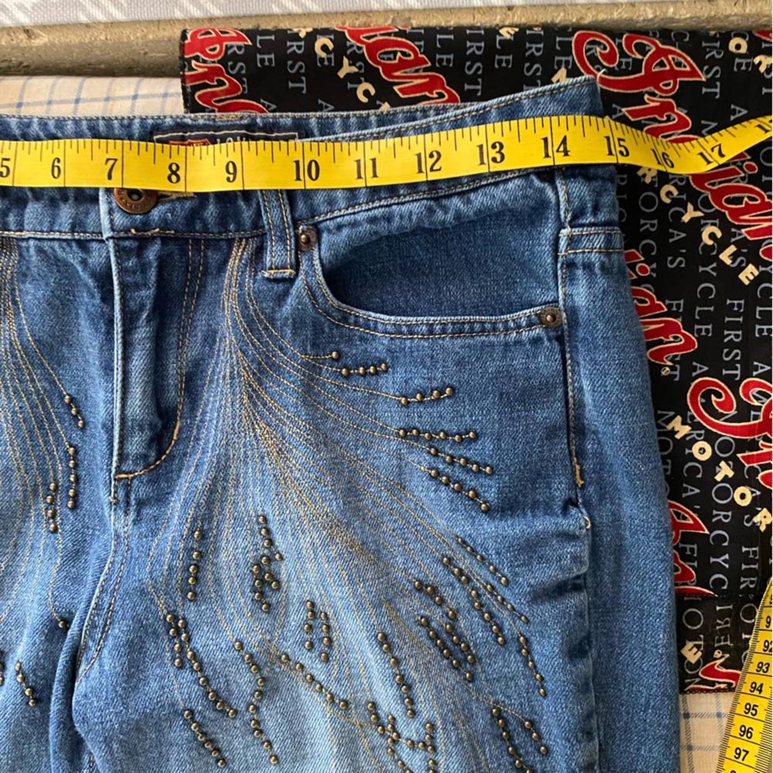 Y2K Vintage Route 66 Beaded Light Wash Feather Flare Jeans - Etsy