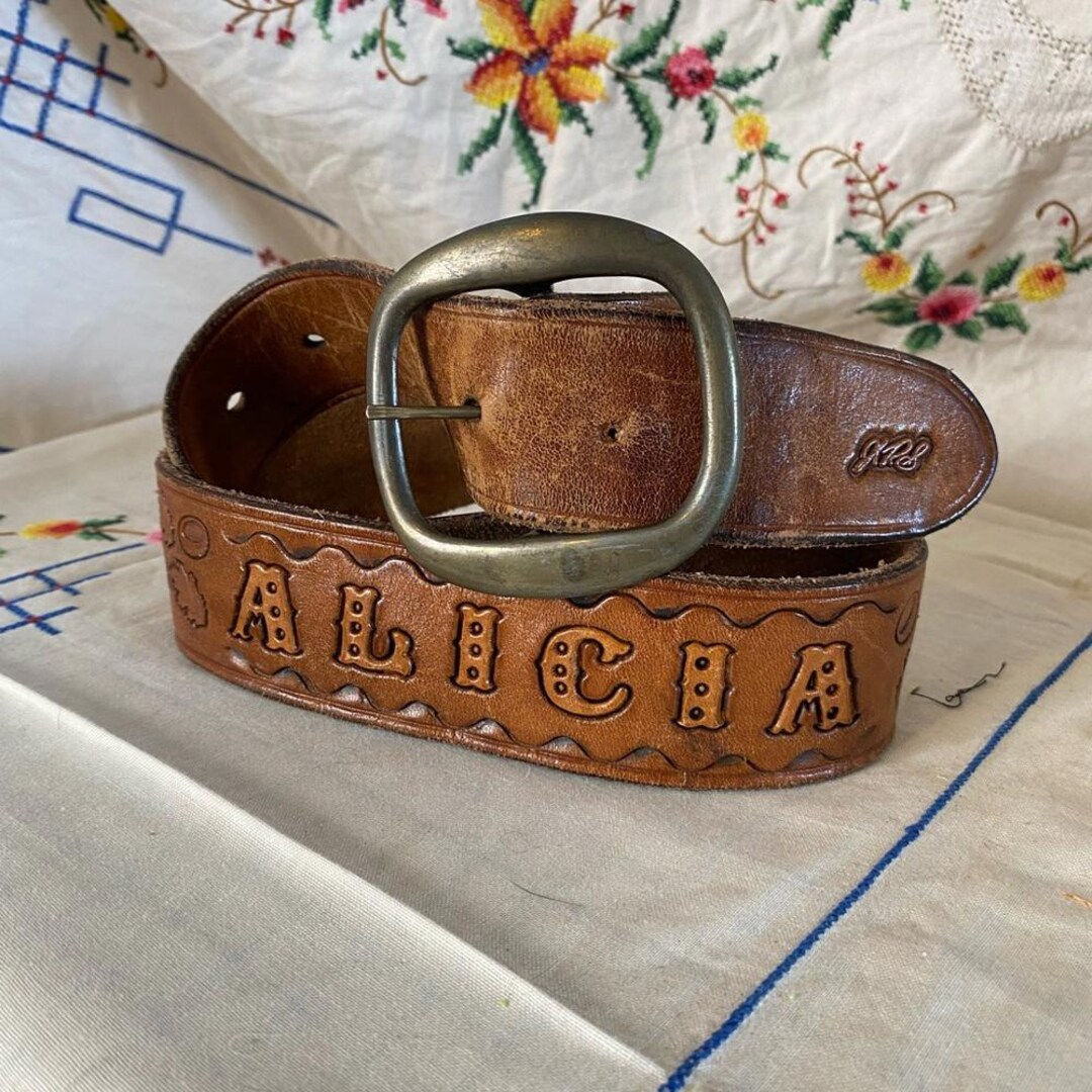 Vintage 60s/70s Tooled Namesake Leather Belt - Etsy