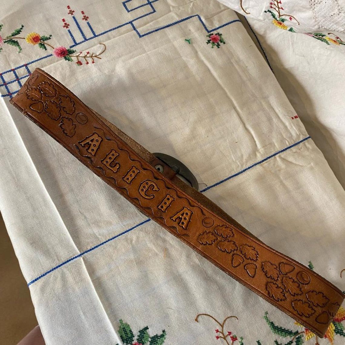 Vintage 60s/70s Tooled Namesake Leather Belt - Etsy