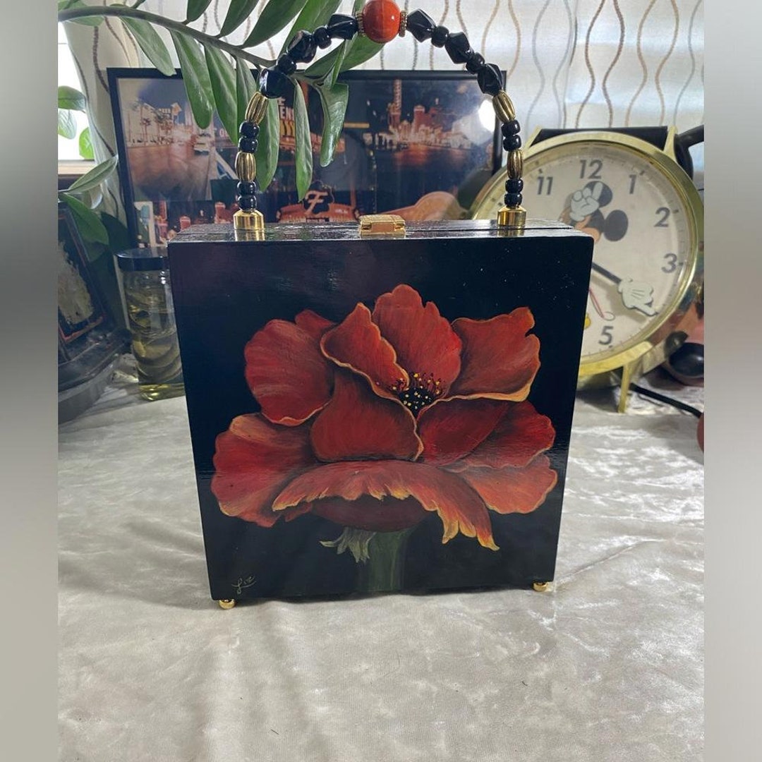Hand Painted Cigar Box Beaded Hand Bag - Etsy